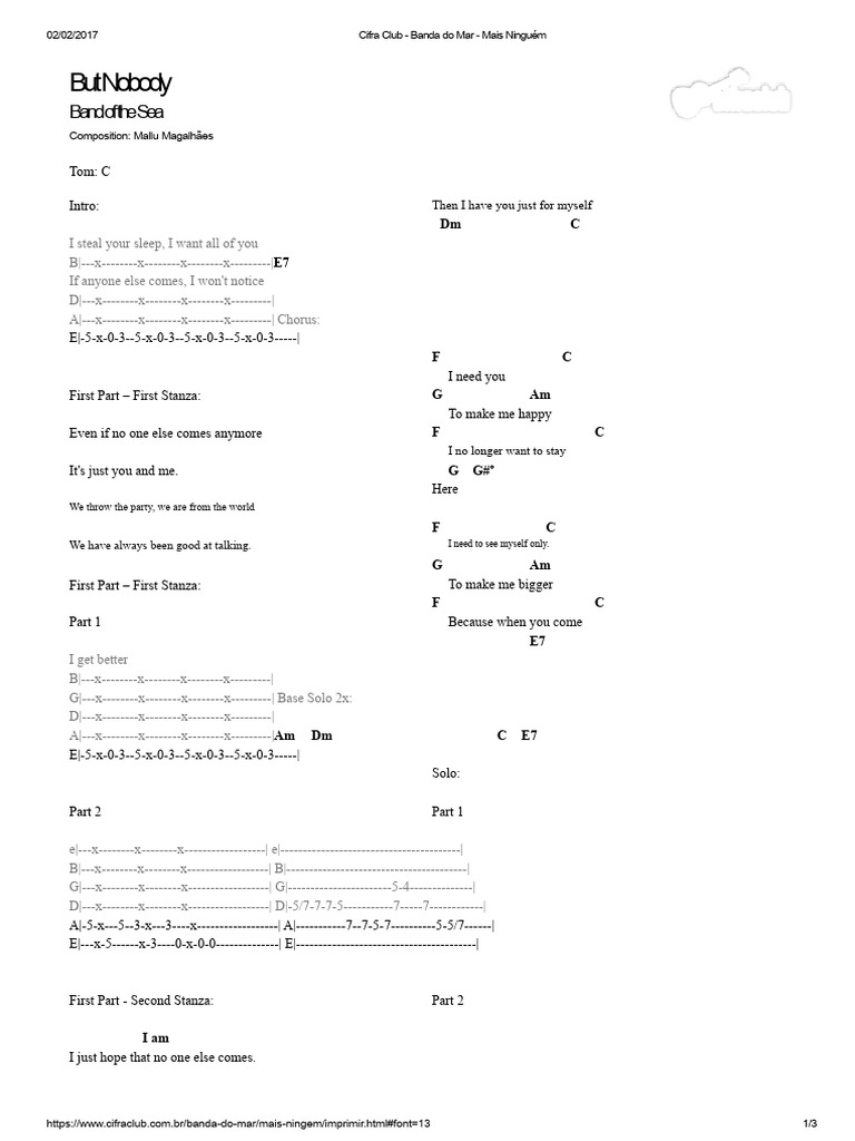 Band of The Sea - No One Else | PDF | Songs