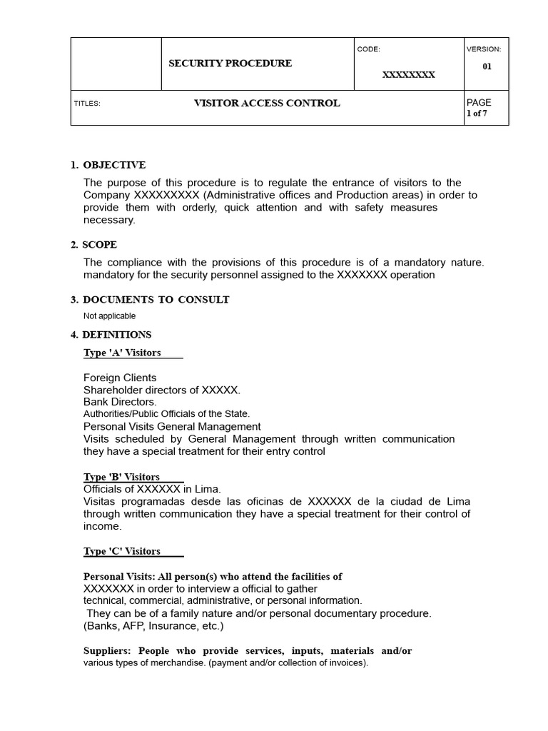 Visitor Access Control | PDF | Identity Document | Access Control