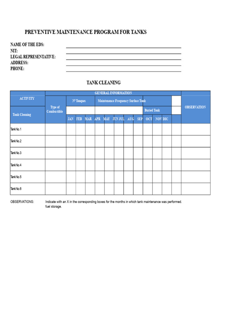 03 Preventive Maintenance Log Eds | PDF | Waste | Leak