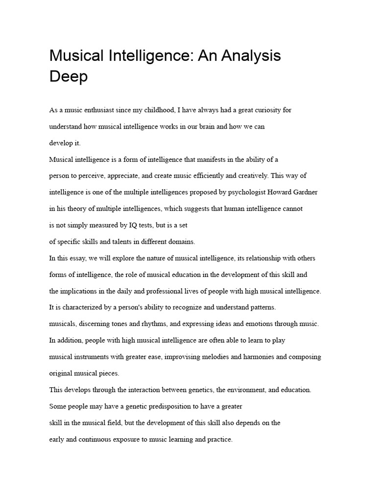 Understanding Musical Intelligence | PDF | Intelligence | Psychological ...