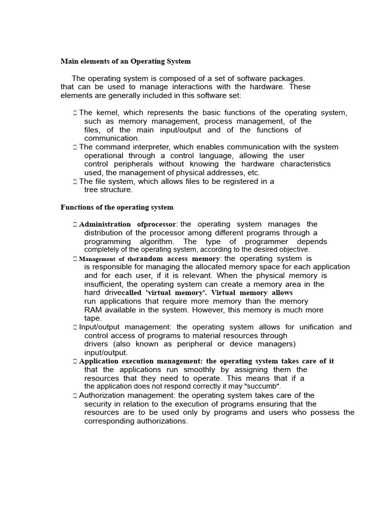 Main Elements of An Operating System | PDF | Operating System ...