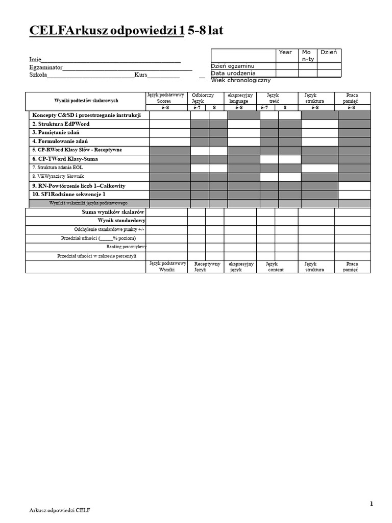 CELF 5-8 Lat | PDF