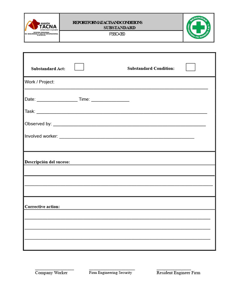 Fsso-050. Substandard Acts and Conditions | PDF