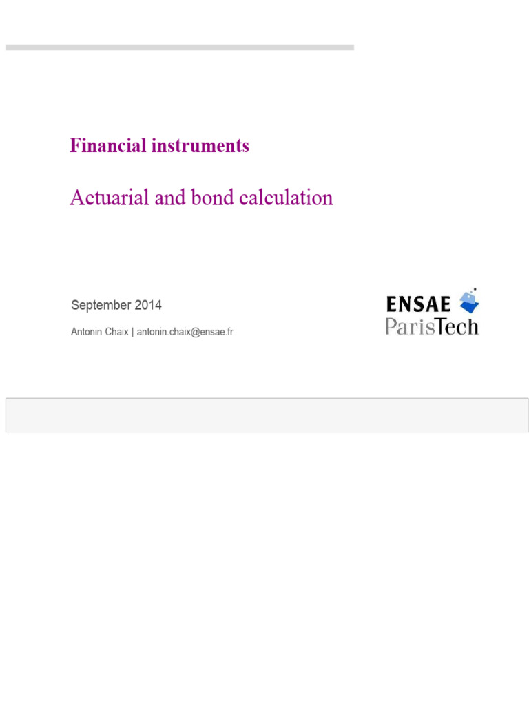 Actuarial and Bond Calculation: Financial Instruments | PDF | Bonds ...
