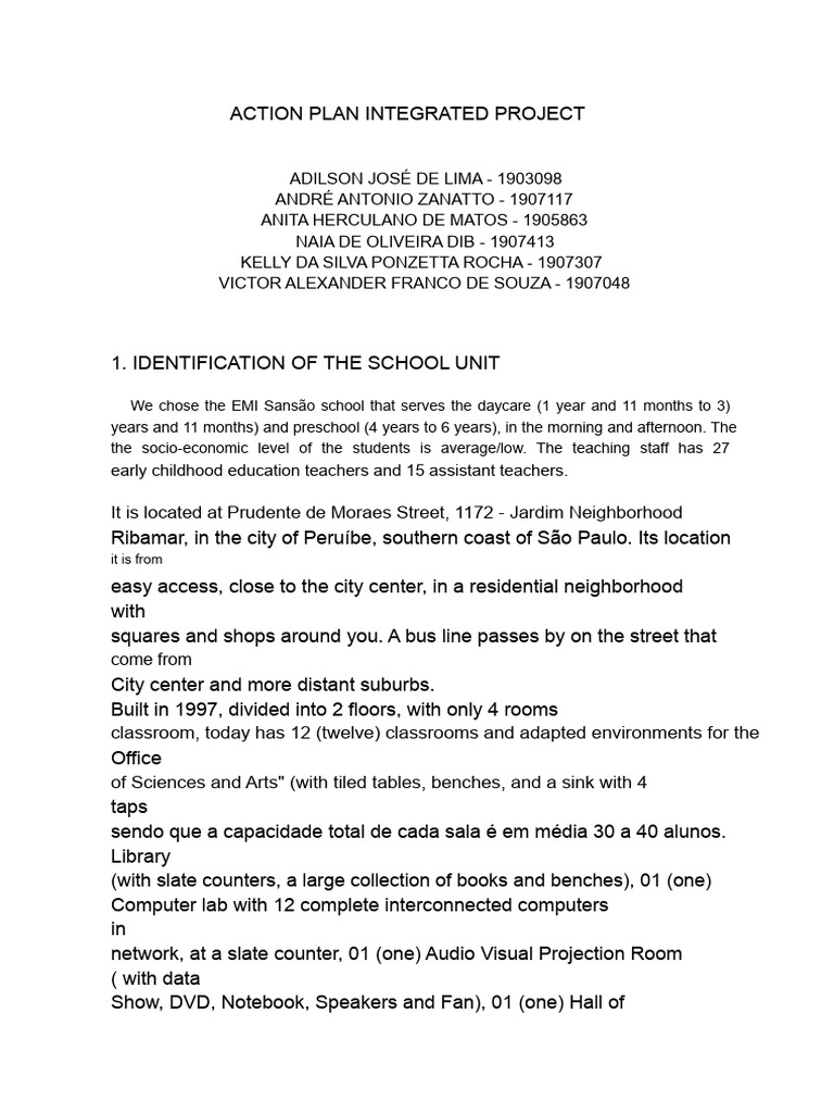 Integrated Action Plan for Early Education | PDF | Pedagogy | Learning