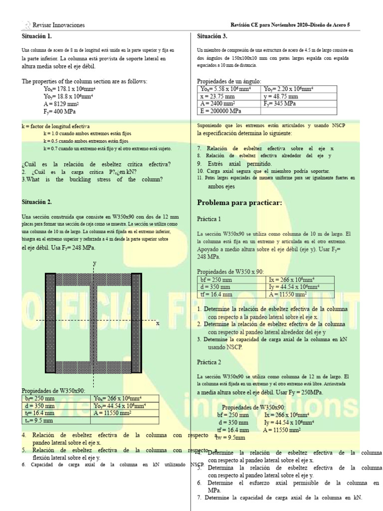 Diseño de Acero 5 Nov 2020 | PDF | Pandeo | Ingeniería estructural