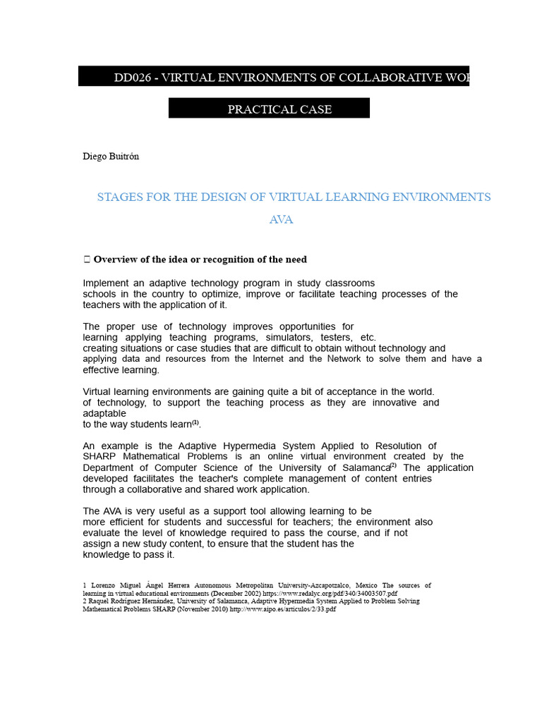 Activity DD026 VIRTUAL COLLABORATIVE WORK ENVIRONMENTS | PDF | Teachers ...
