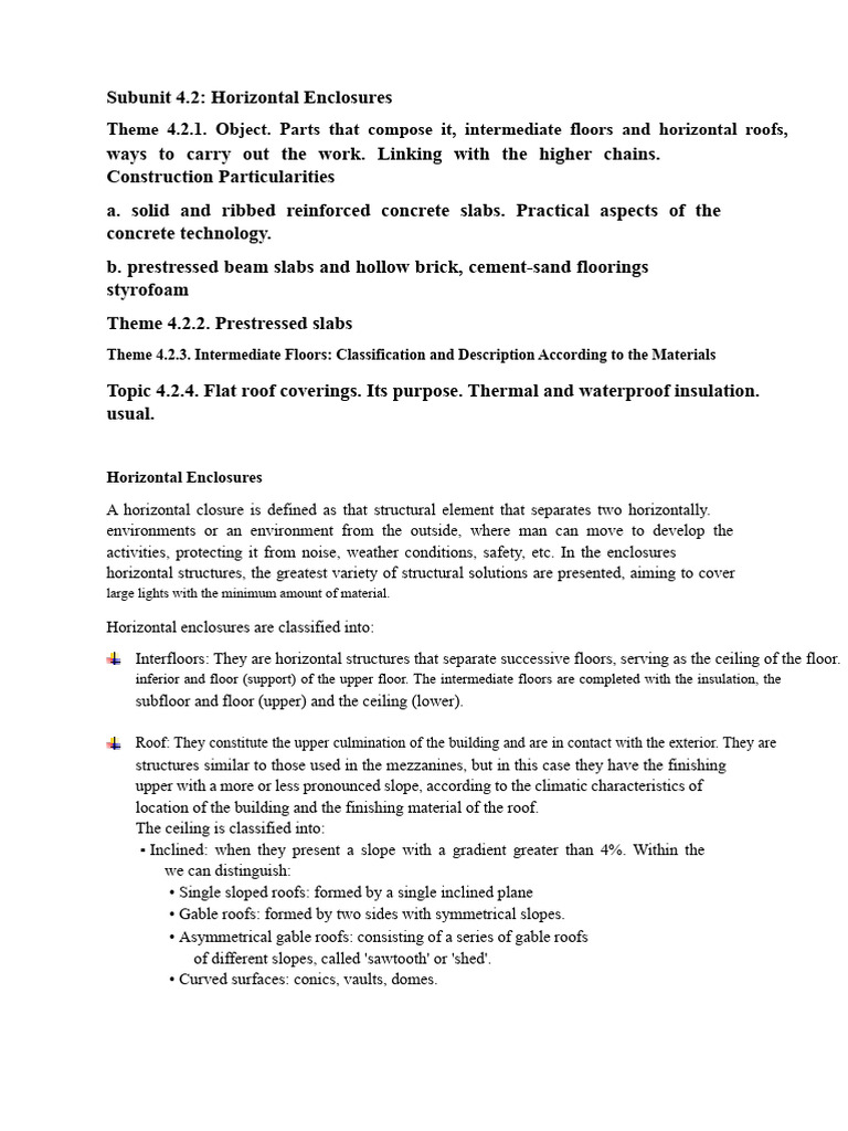 UNIT NO. 5 - Horizontal Enclosures | PDF | Concrete | Beam (Structure)