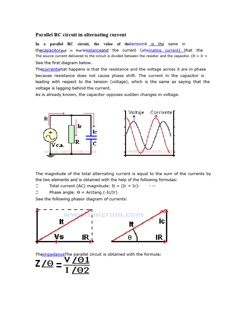 Parallel RC Circuit in Alternating Current | PDF | Electrical Impedance ...