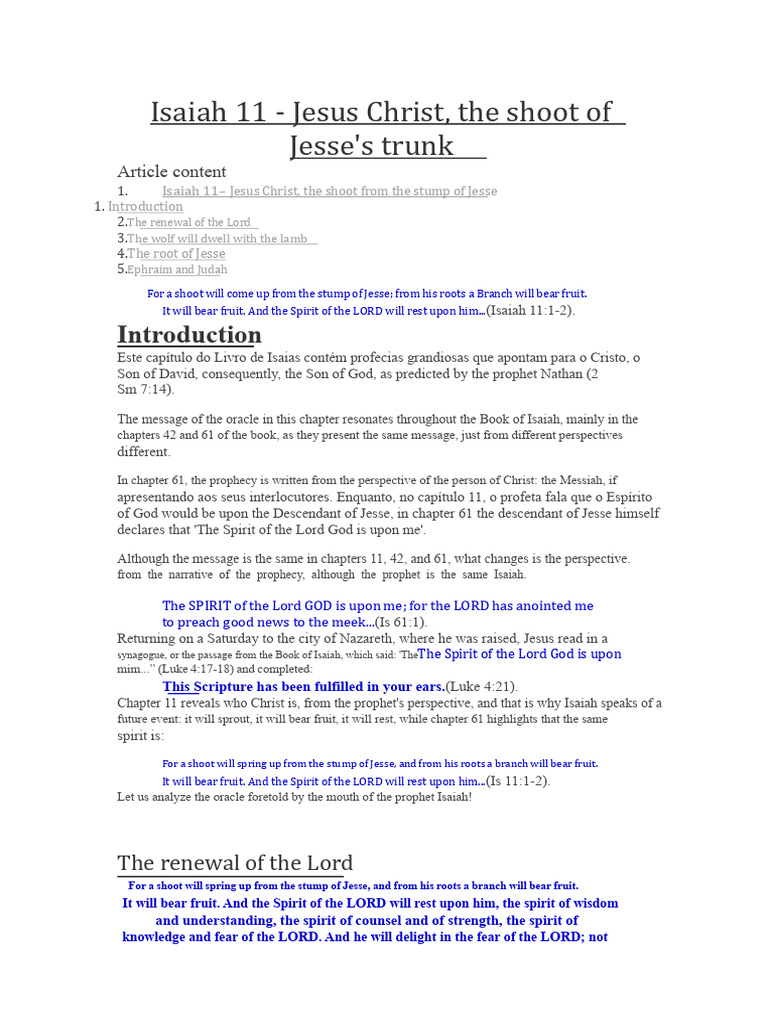 Isaiah 11 - Study | PDF | Jacob | Bible Content
