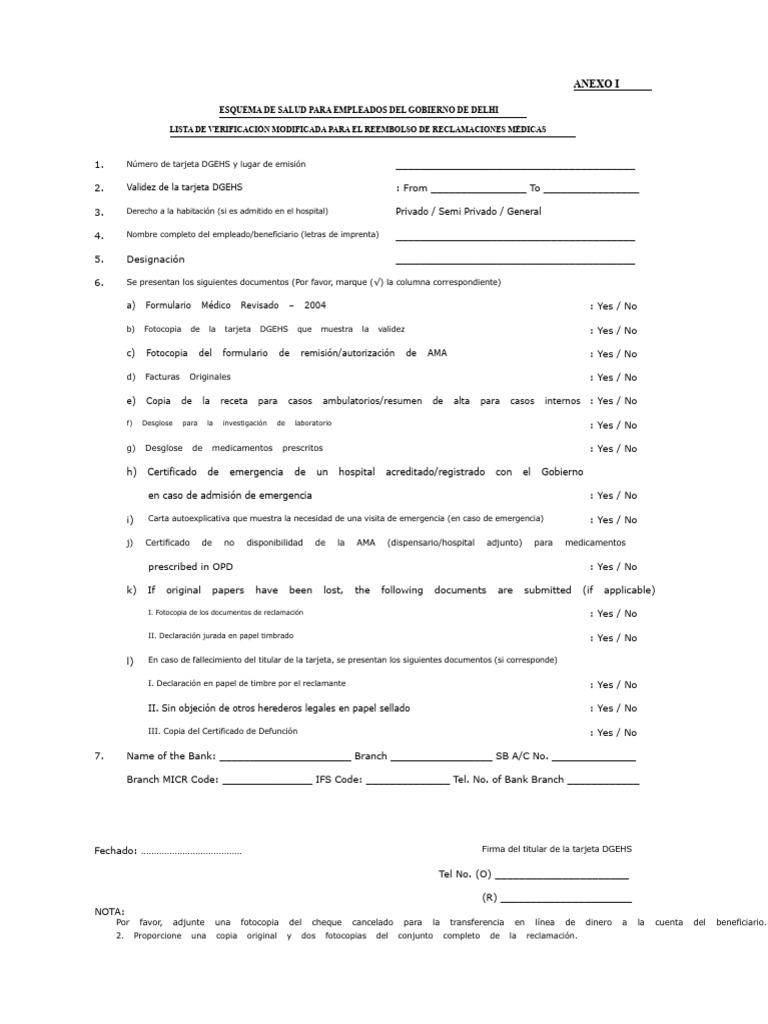 Reembolso de Reclamaciones Médicas DGEHS | PDF | Ciencias de la Salud ...