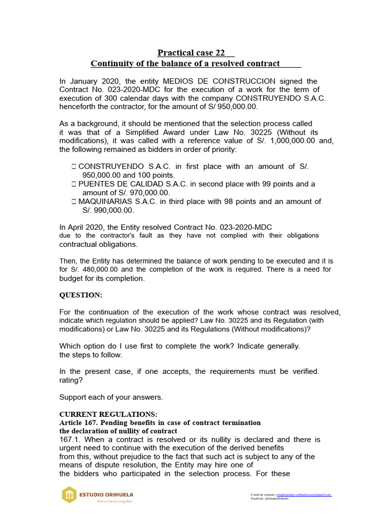 Practical Case 22 Continuity of Work Contract Resolved | PDF | Business ...