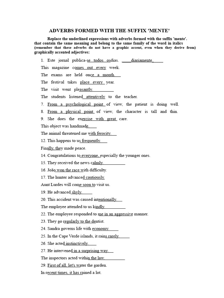 Adverbs Formed With The Suffix - Ly | PDF | Adverb | Linguistic Typology