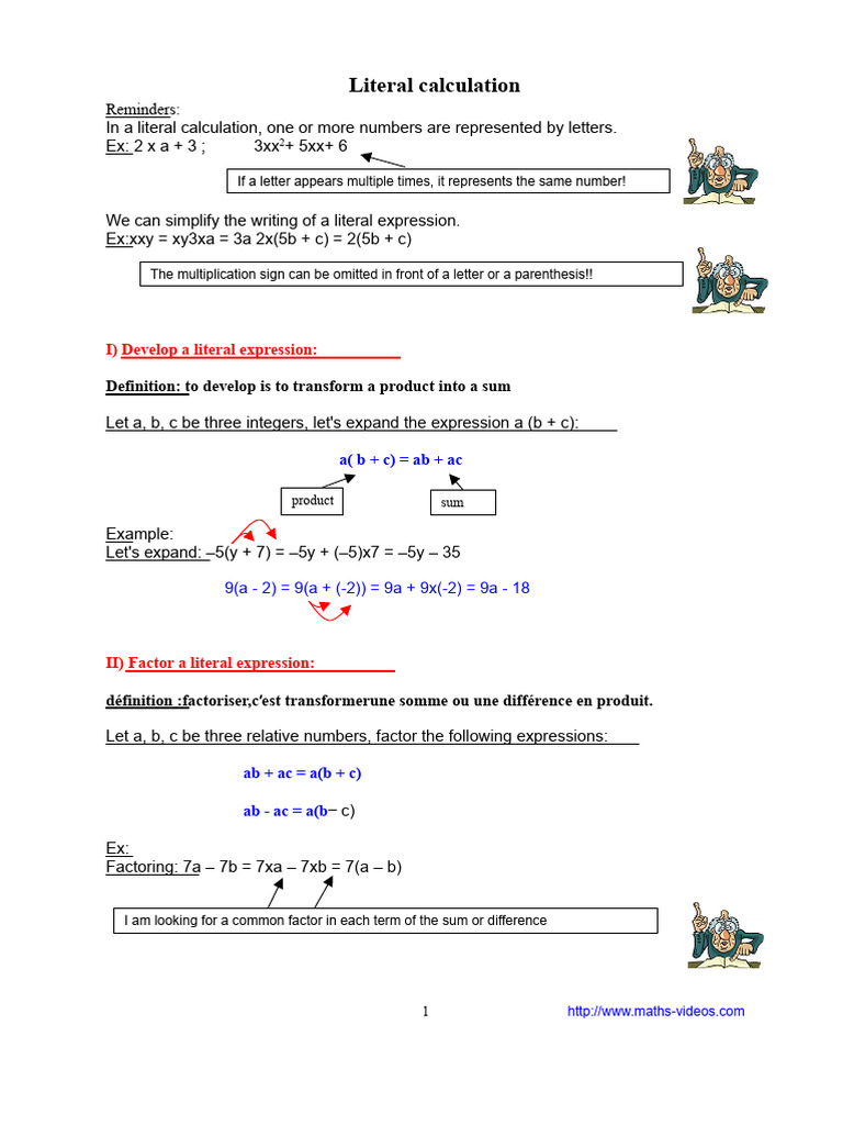 Literal Calculation (8th Grade) | PDF | Mathematical Objects | Numbers