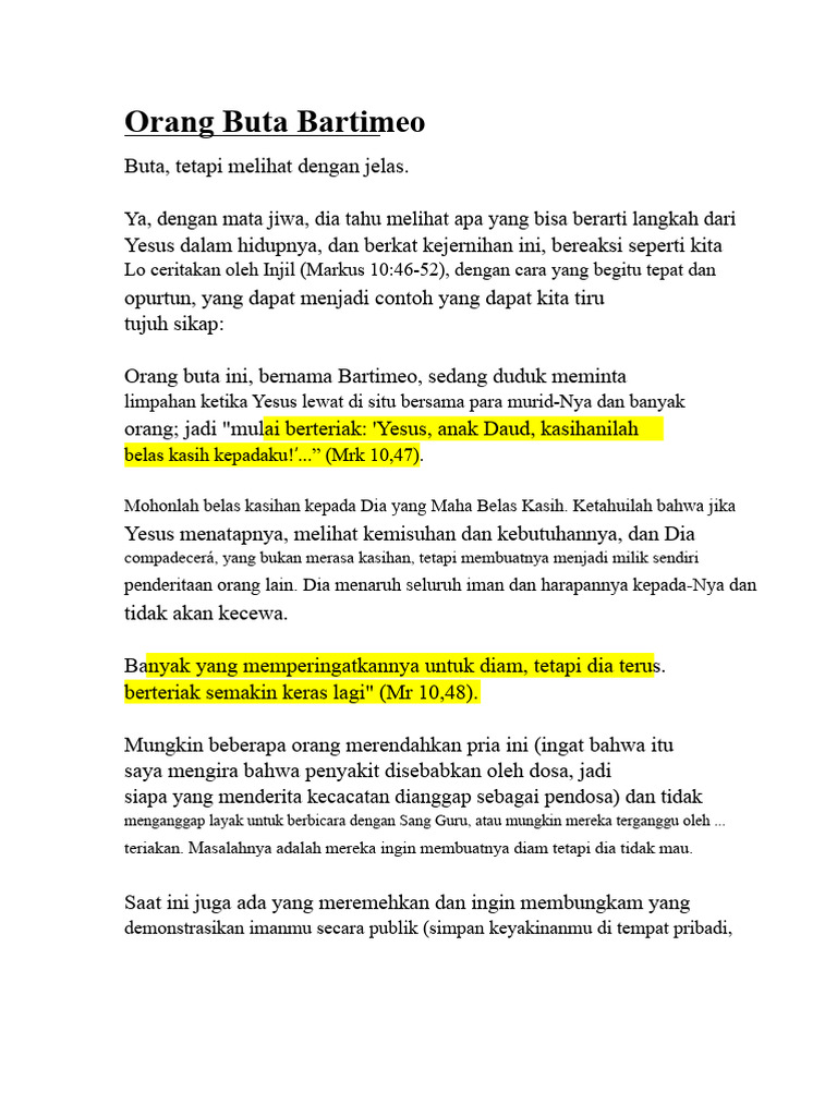 Buta Bartimeo | PDF