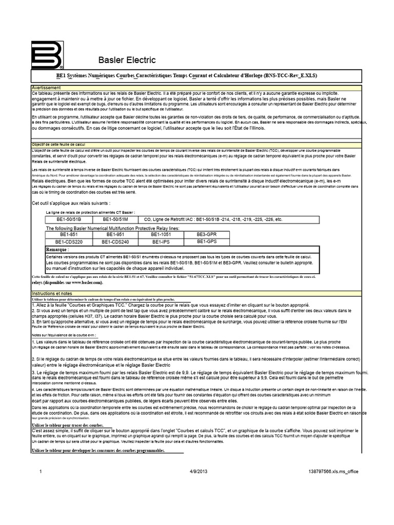 Outil TCC pour Relais Basler Electric | PDF | Logiciel | Programme ...