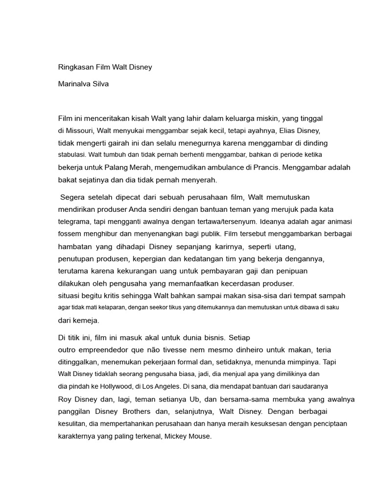 Ringkasan Film Walt Disney | PDF