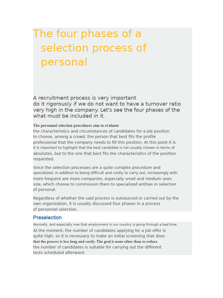 The Four Phases of A Recruitment Process | PDF | Recruitment