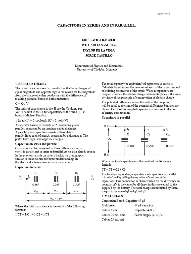 Capacitors: Series vs Parallel Analysis | PDF | Capacitance | Capacitor