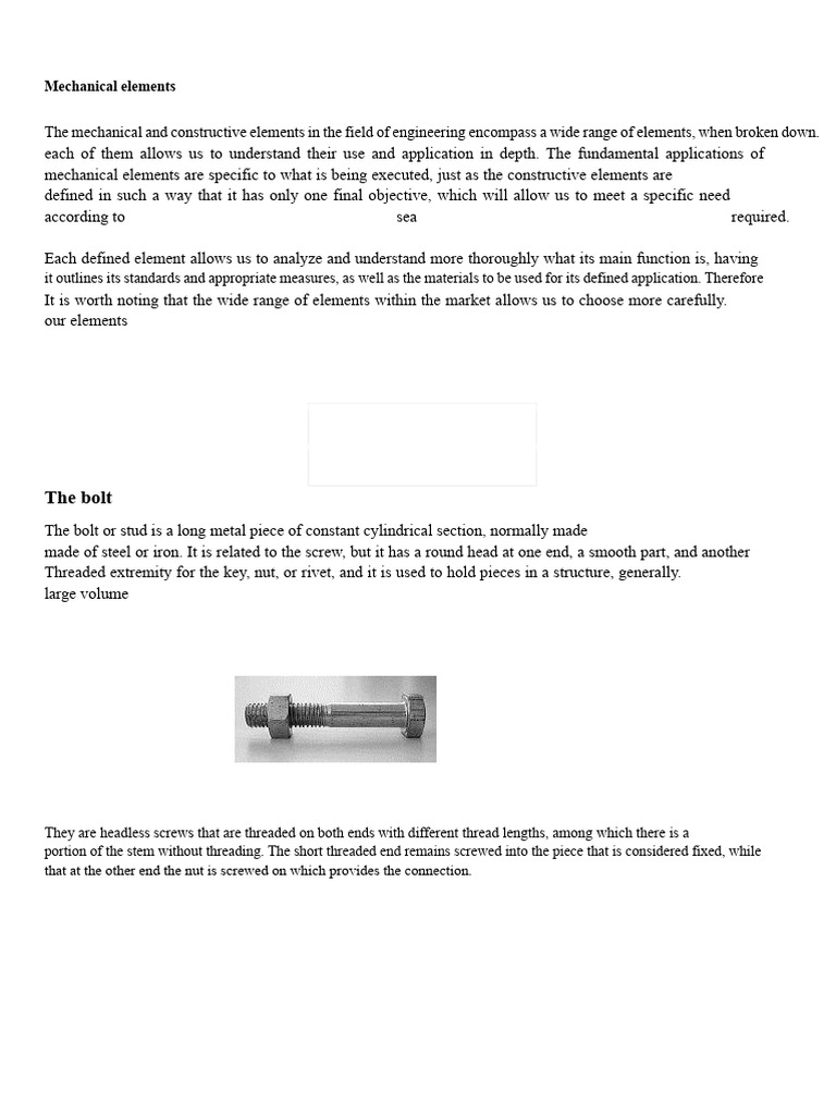 Classification of Mechanical Elements | PDF | Gear | Screw