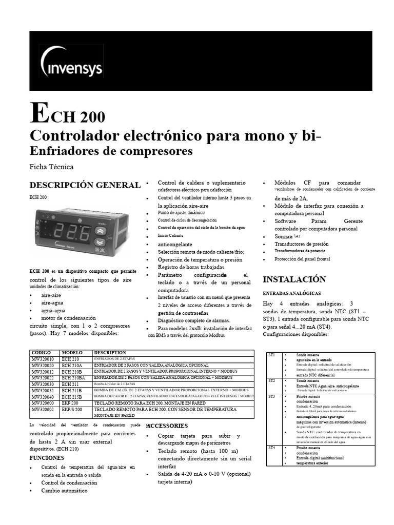 ECH 200 Eng 4-2002 | PDF | Relé | Termostato