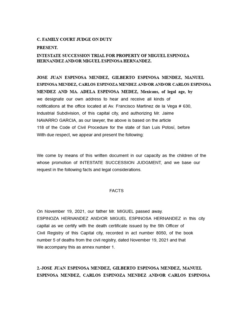 Initial Writ of Demand For The Granting of A Deed | PDF | Legal ...