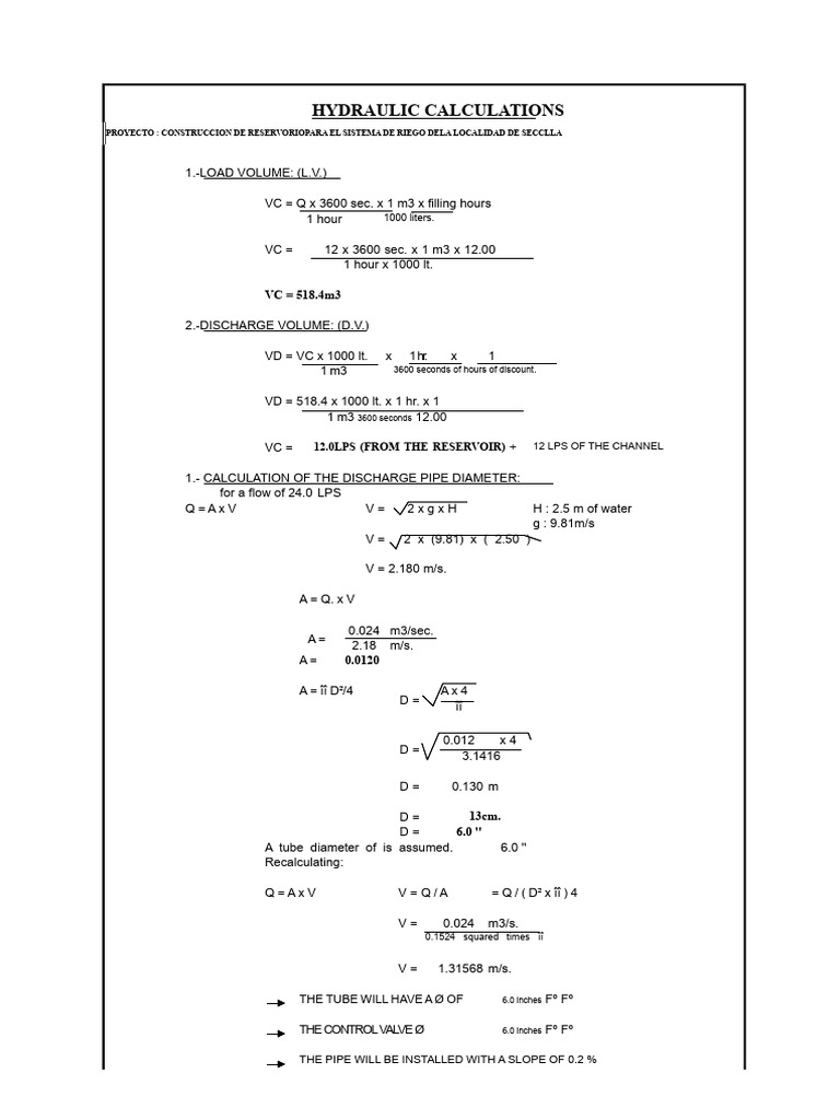 Reservoir Exit Calculation | PDF | Irrigation | Discharge (Hydrology)