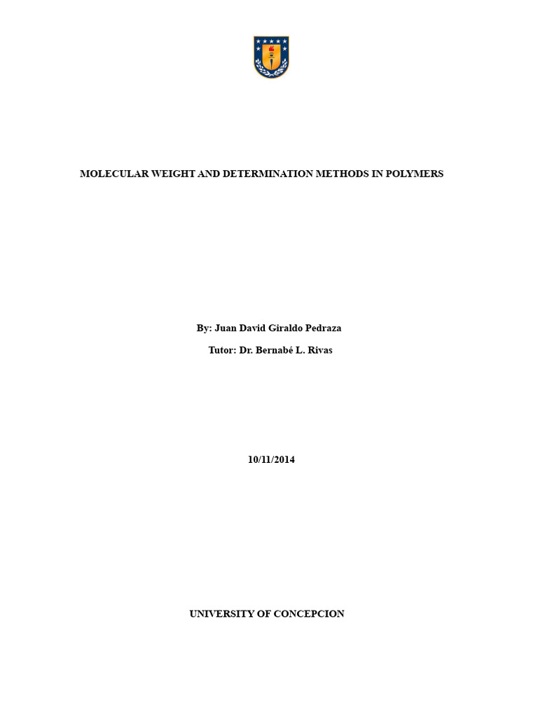 Molecular Weight and Determination Methods | PDF | Polymers ...