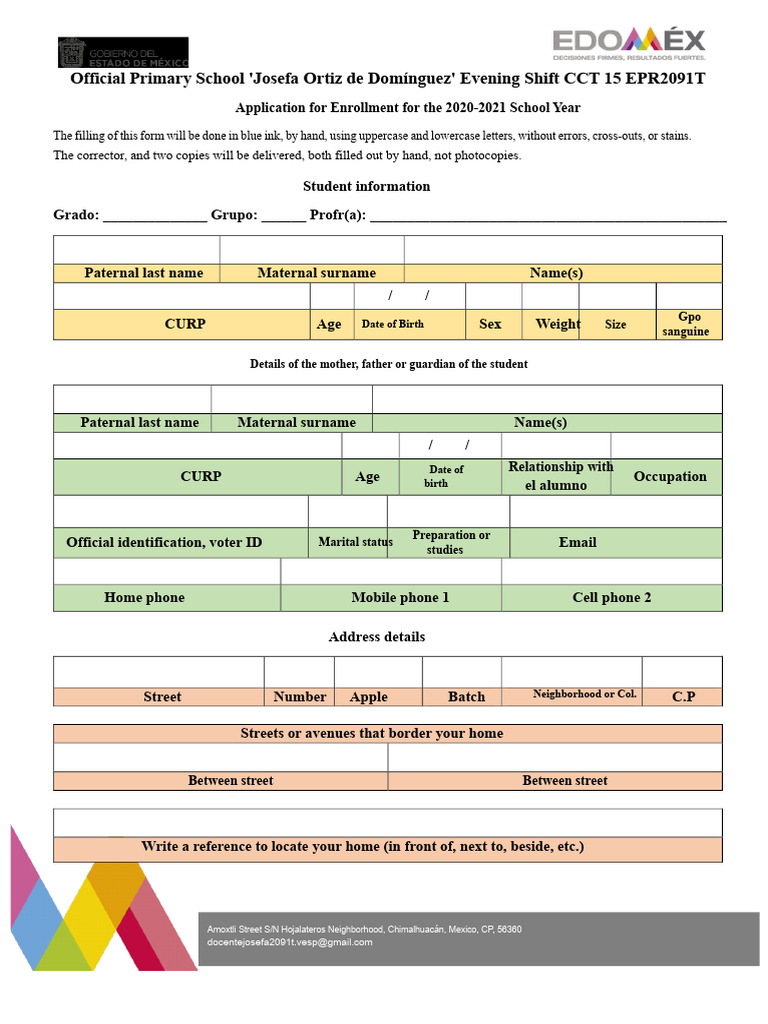 Registration Format Josefa Ortiz de Dominguez | PDF