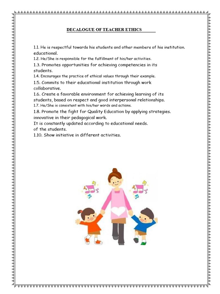 Decalogue of Teacher Ethics | PDF