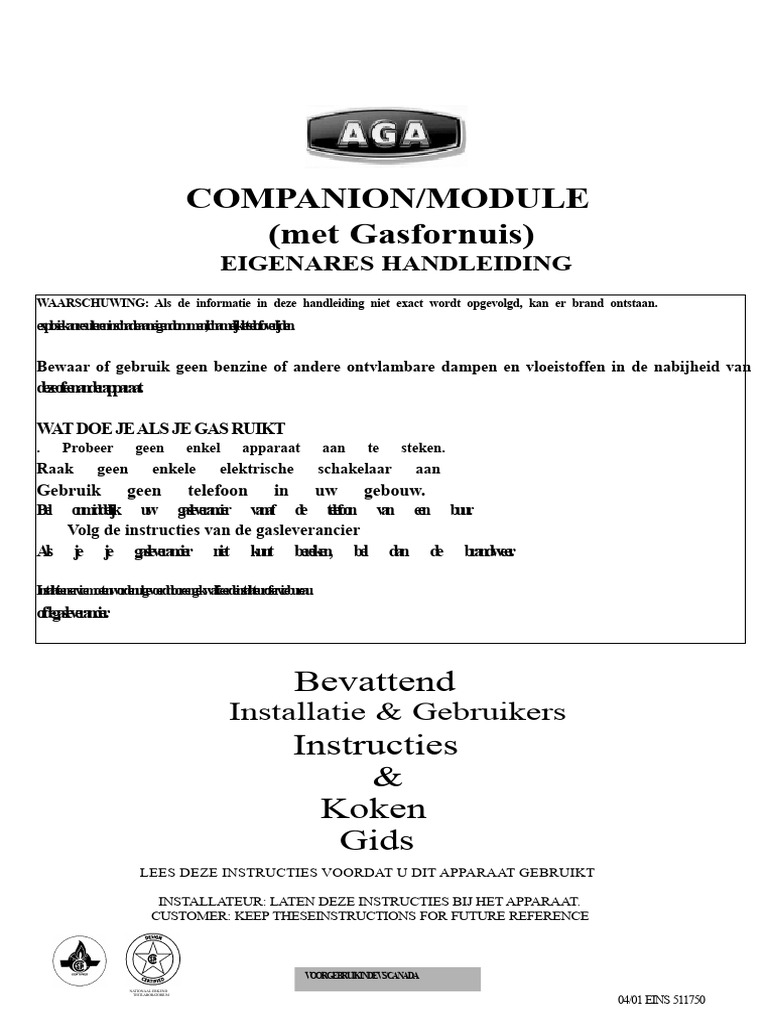 AGA Gebruikershandleiding - Companion Model | PDF