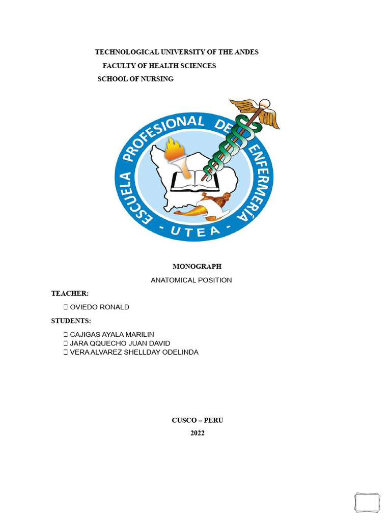 ANATOMICAL POSITIONS MONOGRAPH Original | PDF | Anatomical Terms Of ...