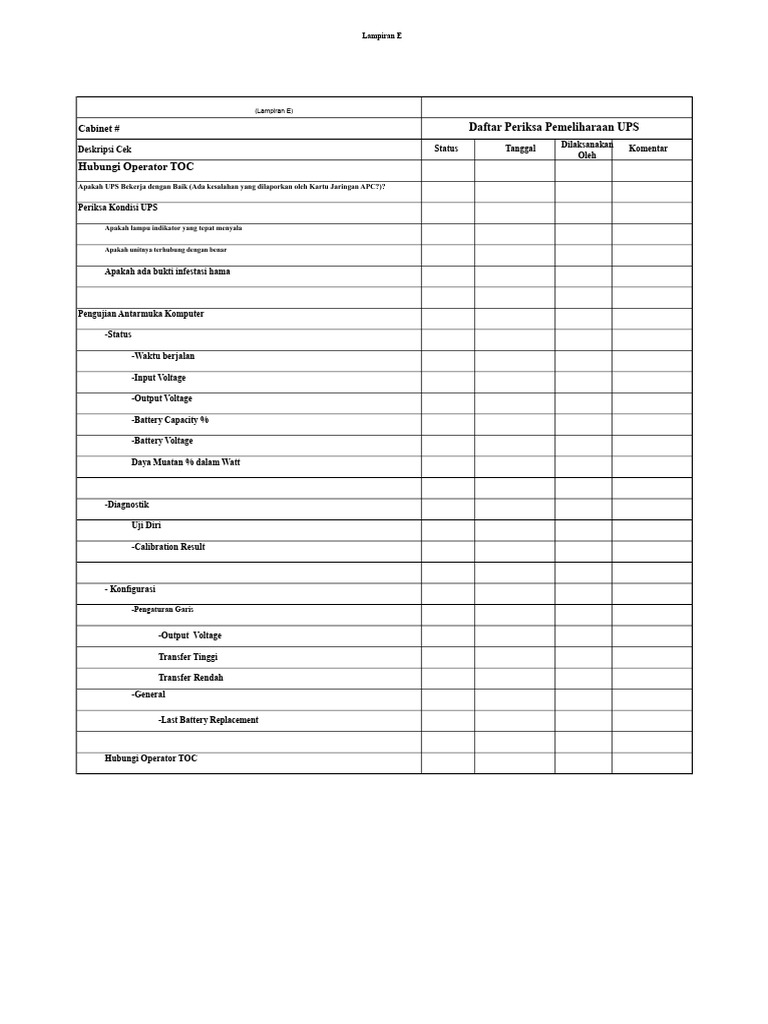 Daftar Periksa UPS | PDF