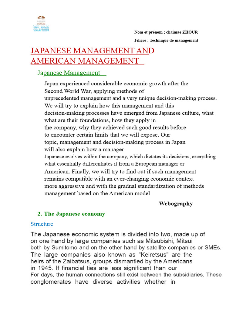 Japanese Management and American Management | PDF | Decision Making ...