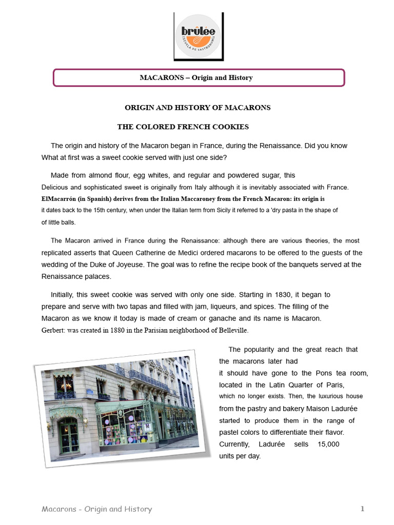 History of French Macarons Explained | PDF | Macaron | Foods