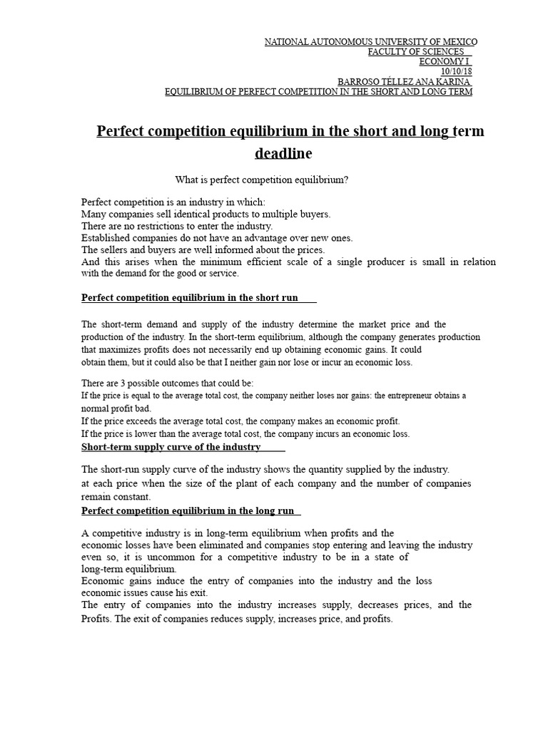 Perfect Competition Equilibrium Explained | PDF | Perfect Competition ...