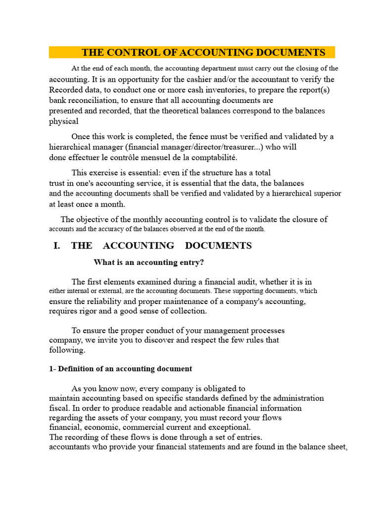 Monthly Accounting Document Control Guide | PDF | Banks | Debits And ...