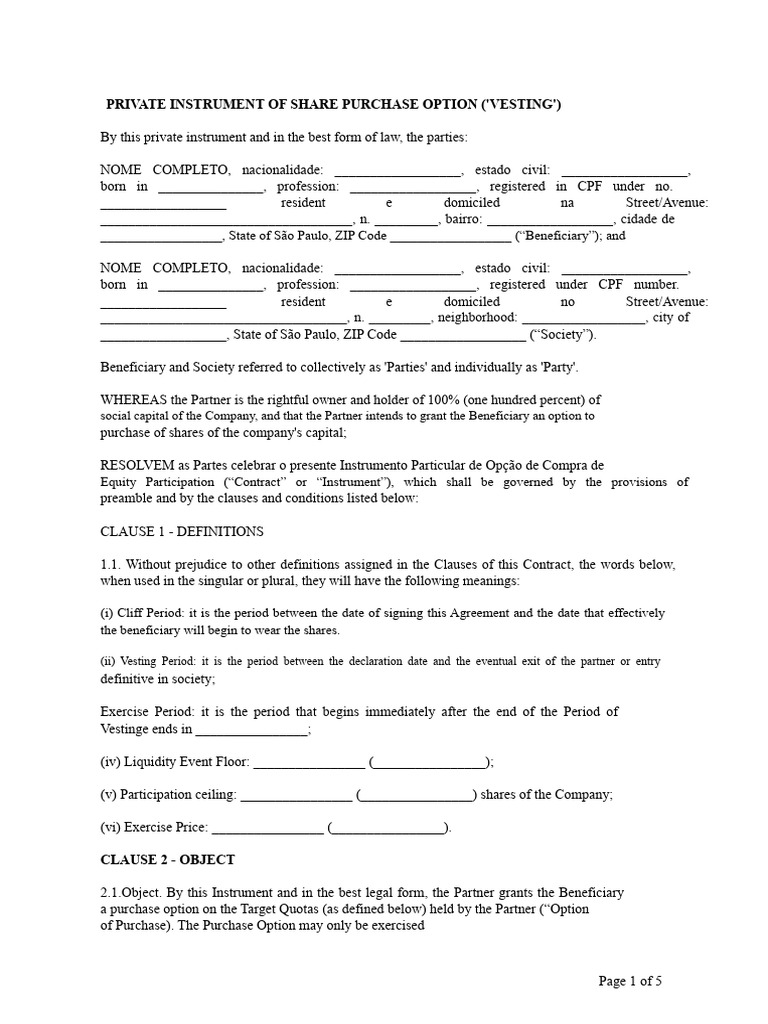 Vesting Agreement | PDF | Justice | Crime & Violence