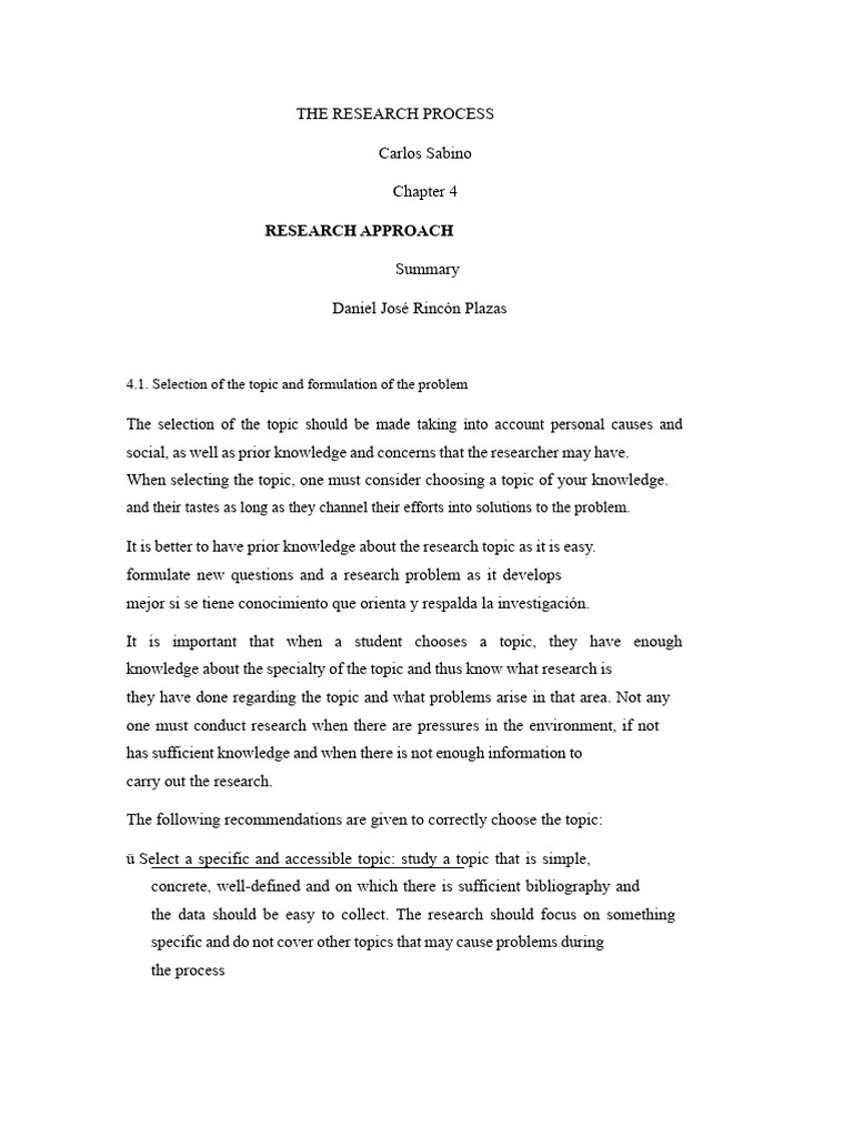 THE RESEARCH PROCESS Carlos Sabino Chapter 4 Summary | PDF | Knowledge ...