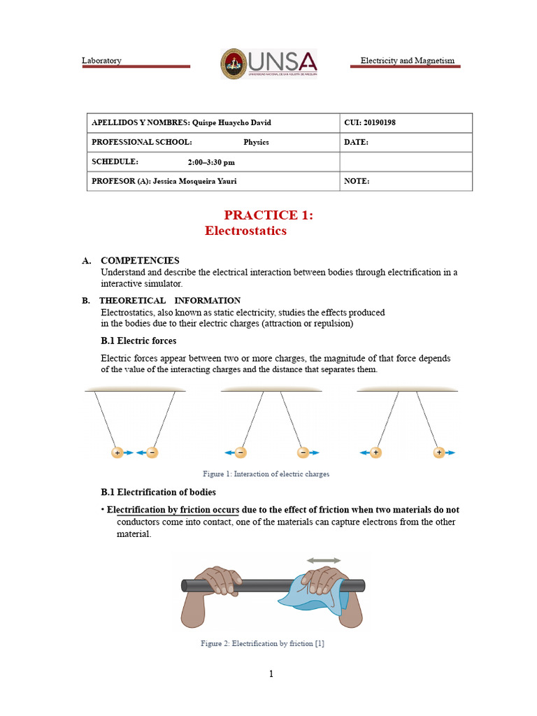 Electrostatics Laboratory Guide | PDF | Electric Charge | Electron