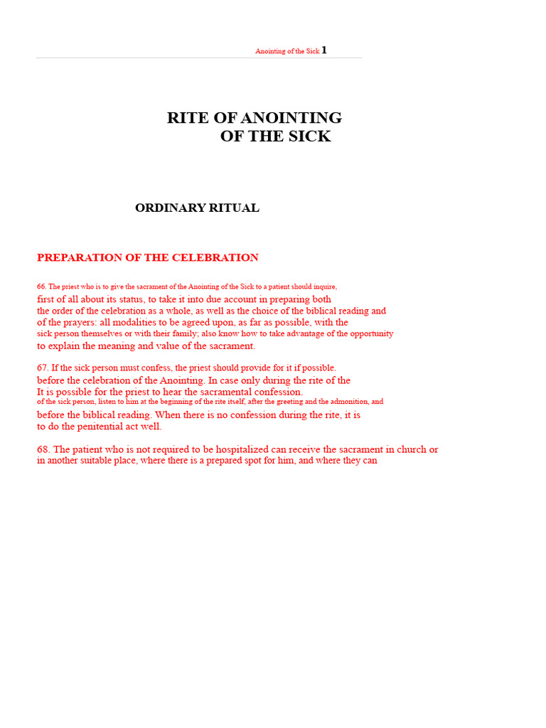 Rite of Anointing of The Sick | PDF | Lord's Prayer | God The Father
