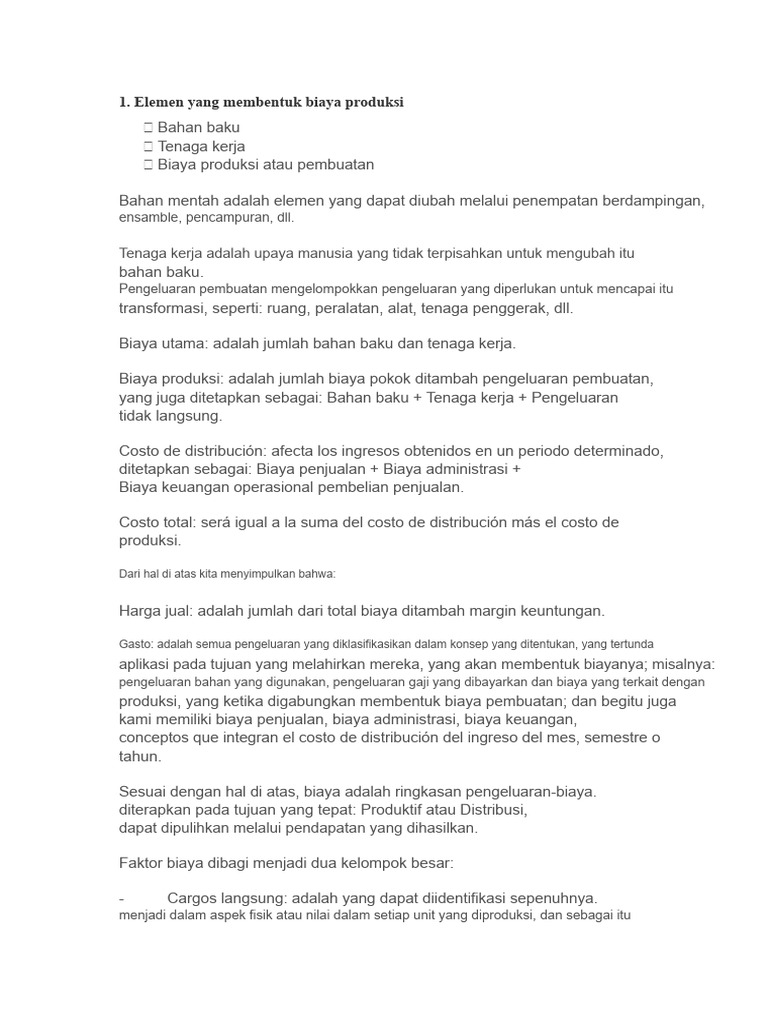 Elemen Yang Menyusun Biaya Produksi | PDF