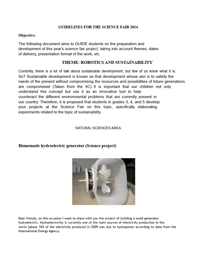 Science Fair Electric Generator | PDF | Sustainability | Hydroelectricity
