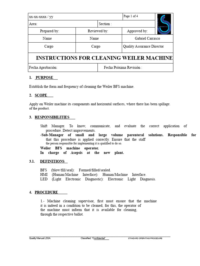 Machine Cleaning Instructions | PDF | Specification (Technical Standard ...