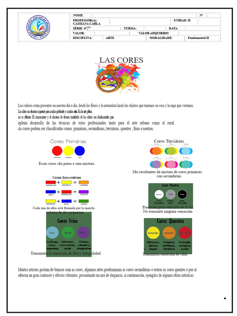 Actividad Séptimo Año. Los Colores | PDF | Azul | Rojo