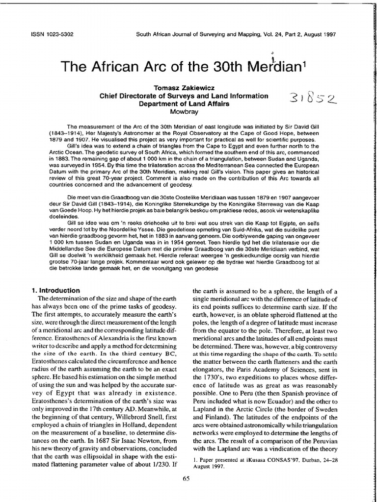 The African Arc of The 30th Meridian | PDF