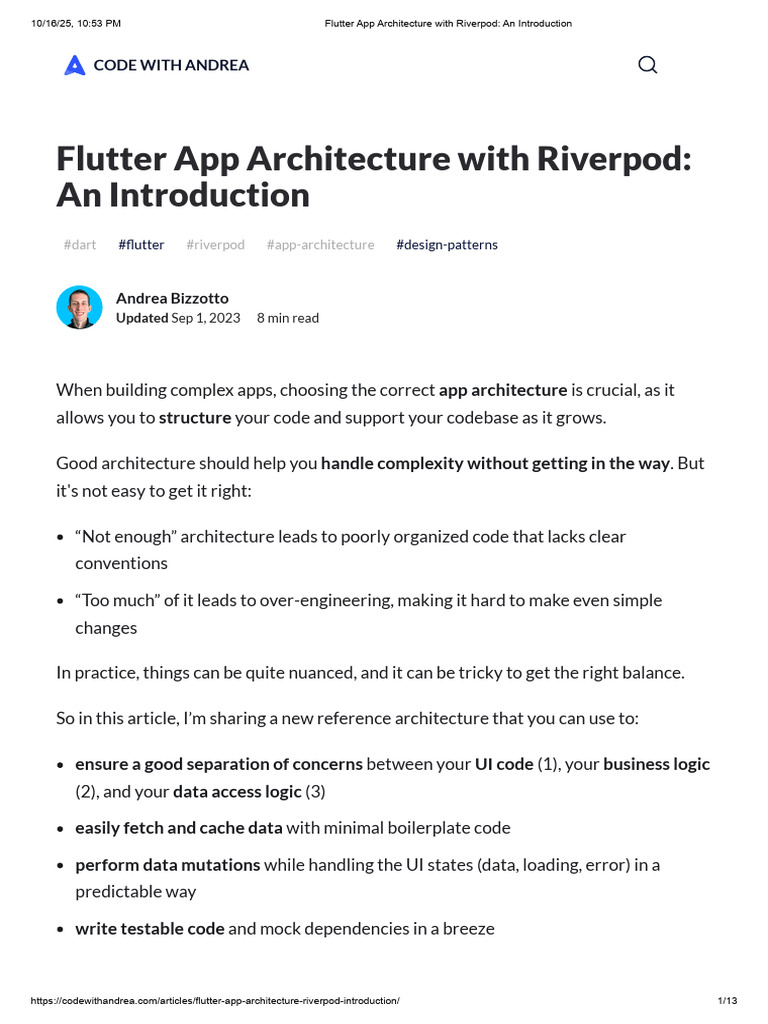 Flutter Riverpod App Architecture Guide | PDF | Mobile App | Computing