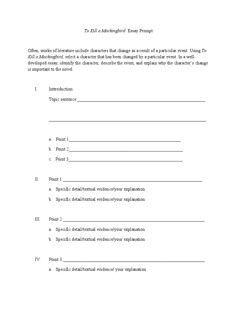 To Kill A Mockingbird Essay Promt | PDF | Finance & Money Management