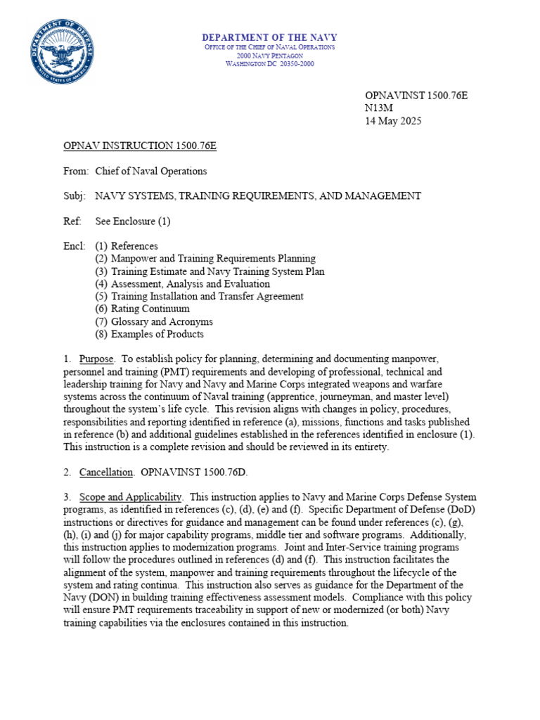 18.OPNAVINST 1500.76E Manpower, Personnel, and Training (MPT ...