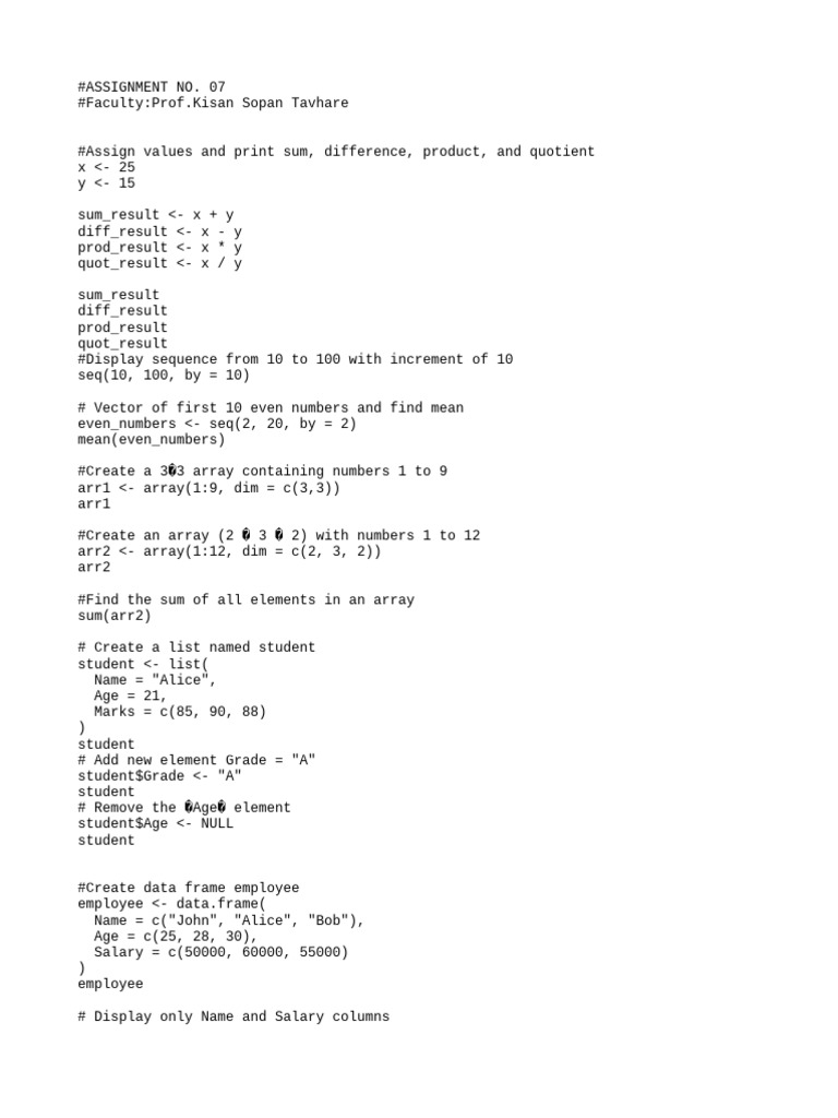 R Programming Basics: Arrays & Data Frames | PDF